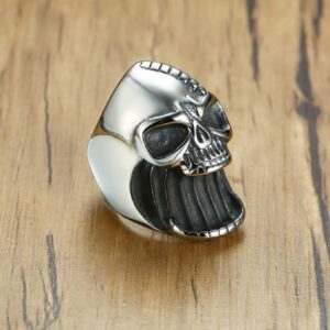 Halloween Skull Rings, Vintage Stainless Steel Punk Skull Biker Gothic Ring Beer Bottle Opener Band for Men (10)