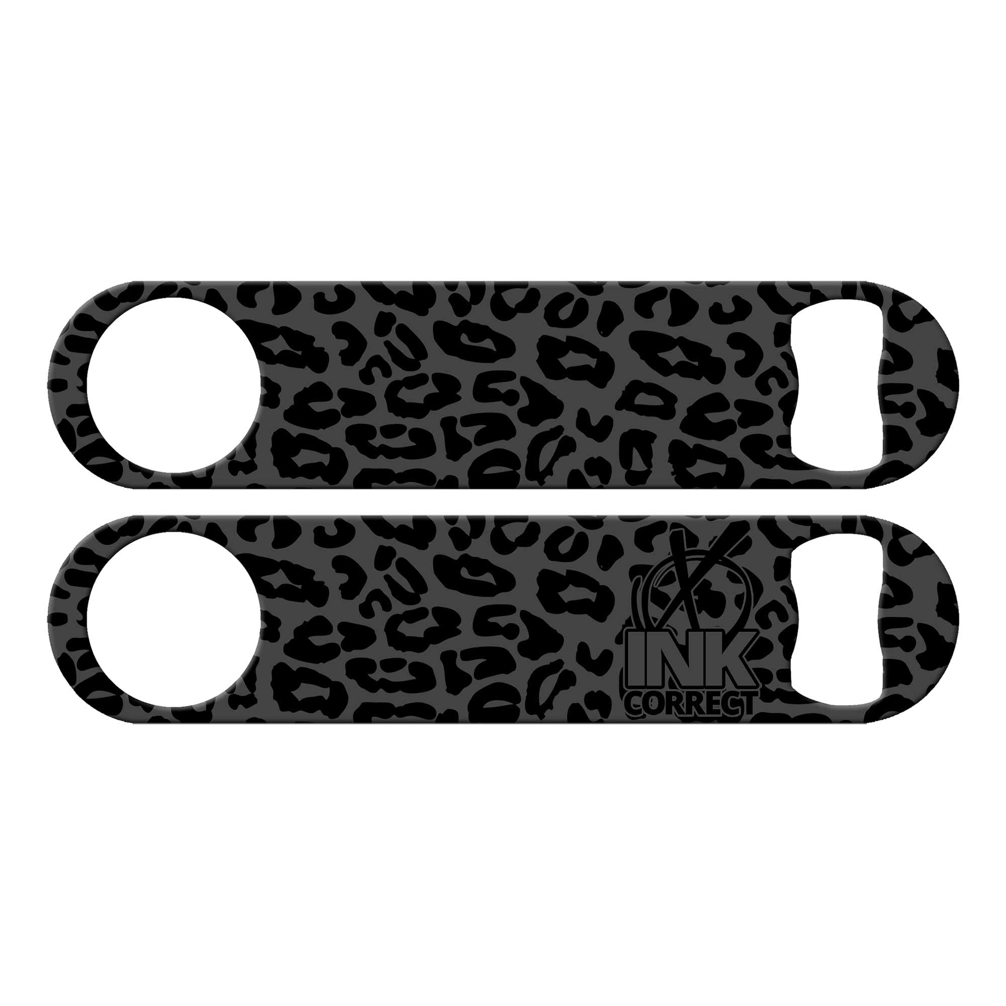 Ink Correct Bottle Opener 7 Inch Flat Bar Blade Cheetah Print, Gunmetal