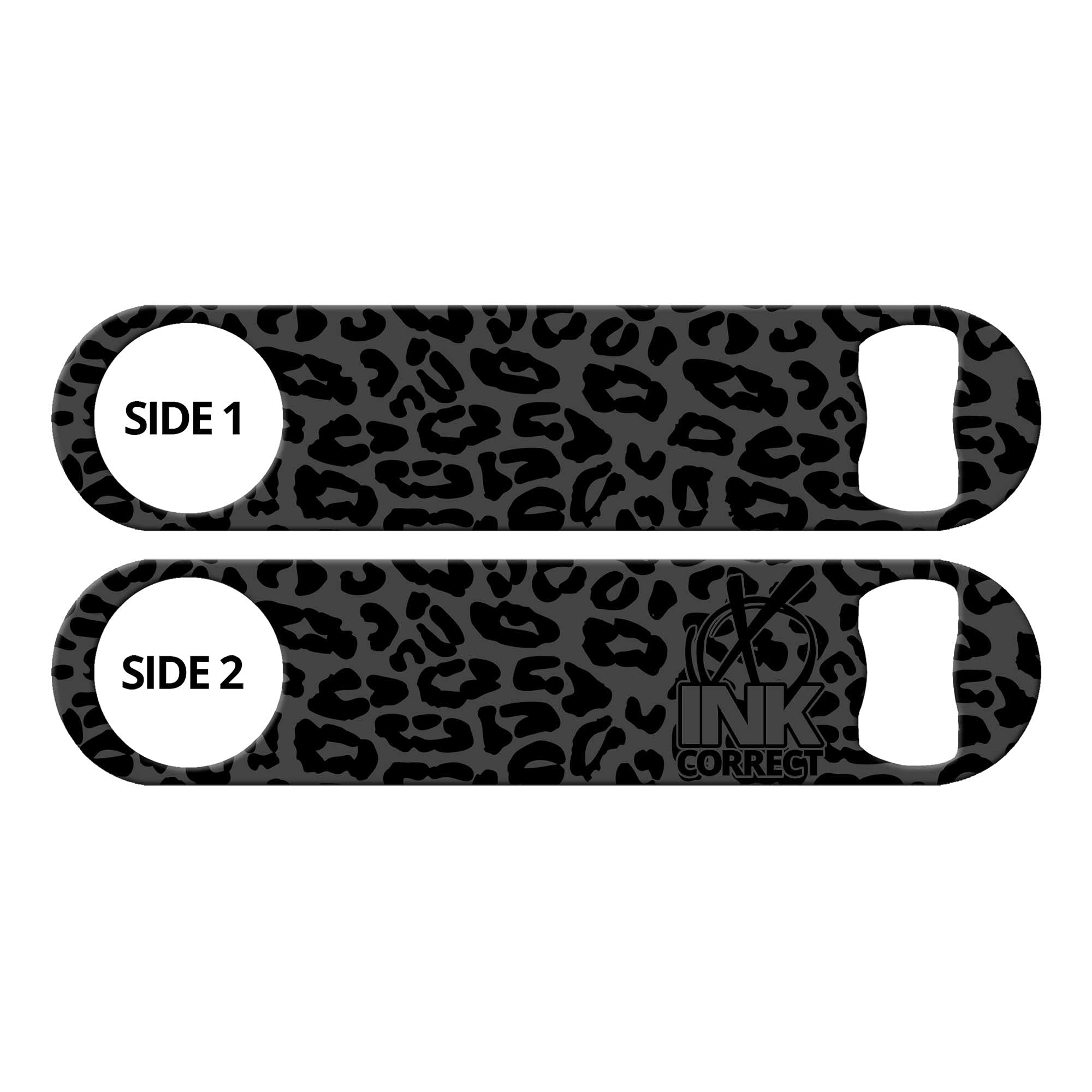 Ink Correct Bottle Opener 7 Inch Flat Bar Blade Cheetah Print, Gunmetal