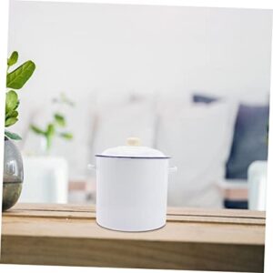 SECFOU Enamel Bucket Ceramic Cookware Cookwear White Buckets Water Bucket with Cover Rustic Rice Storage Container Home Water Bucket Water Bucket Enamel Water Bucket Home Bucket Enamel