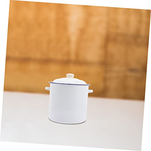 SECFOU Enamel Bucket Ceramic Cookware Cookwear White Buckets Water Bucket with Cover Rustic Rice Storage Container Home Water Bucket Water Bucket Enamel Water Bucket Home Bucket Enamel