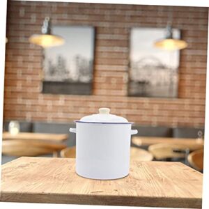 SECFOU Enamel Bucket Ceramic Cookware Cookwear White Buckets Water Bucket with Cover Rustic Rice Storage Container Home Water Bucket Water Bucket Enamel Water Bucket Home Bucket Enamel