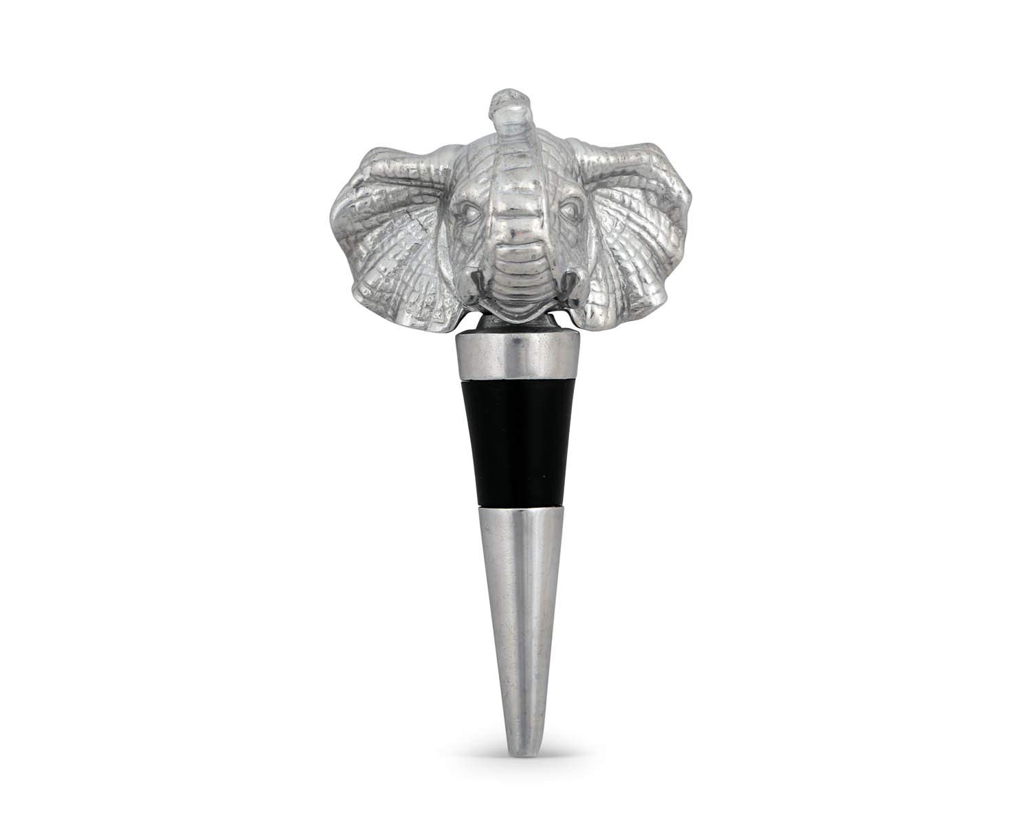 Arthur Court Designs Aluminum Elephant Bottle Stopper Wine Topper Silicone Saver 5 inch Tall