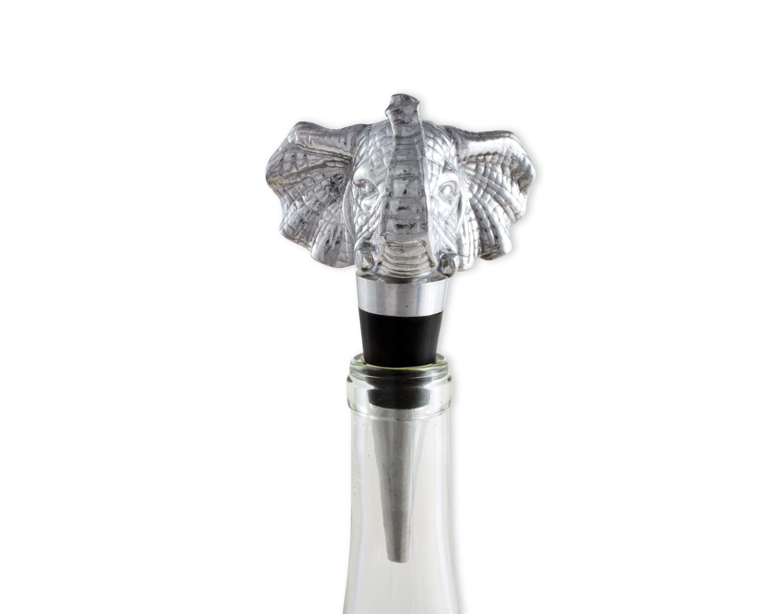 Arthur Court Designs Aluminum Elephant Bottle Stopper Wine Topper Silicone Saver 5 inch Tall