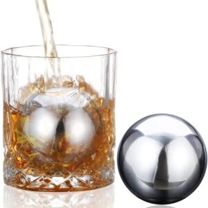 Whiskey Stones Gift Set Old Fashioned Whiskey Glasses Set of 4 with Stainless Steel Ice Cube