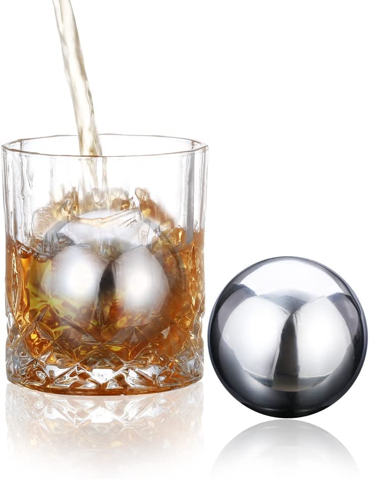 Whiskey Stones Gift Set Old Fashioned Whiskey Glasses Set of 4 with Stainless Steel Ice Cube