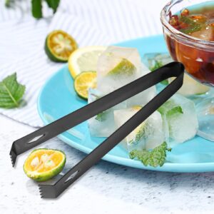 6.7 in Ice Tongs for Ice Bucket, Stainless Steel Ice Tongs with Teeth for Cocktails Metal Tongs Mini Serving Tools Bar Tongs Bar Tools Ice Sugar Cube Tongs Small Kitchen Tongs for Tea Coffee, Black