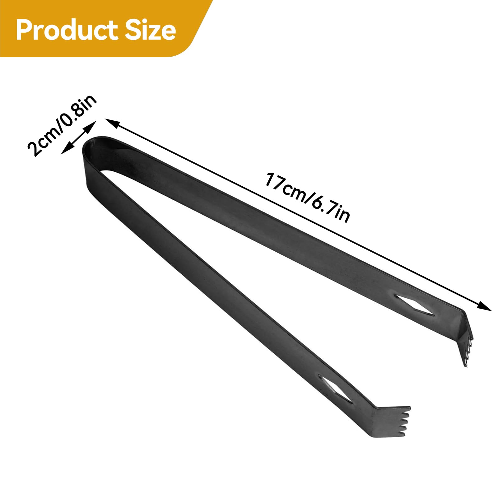 6.7 in Ice Tongs for Ice Bucket, Stainless Steel Ice Tongs with Teeth for Cocktails Metal Tongs Mini Serving Tools Bar Tongs Bar Tools Ice Sugar Cube Tongs Small Kitchen Tongs for Tea Coffee, Black