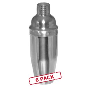 Stainless Steel Shakers 23.3 oz. Set of 6, Bulk Pack - Bartender Kit, Perfect for Martini, Cocktails, Other Beverages - Stainless Steel