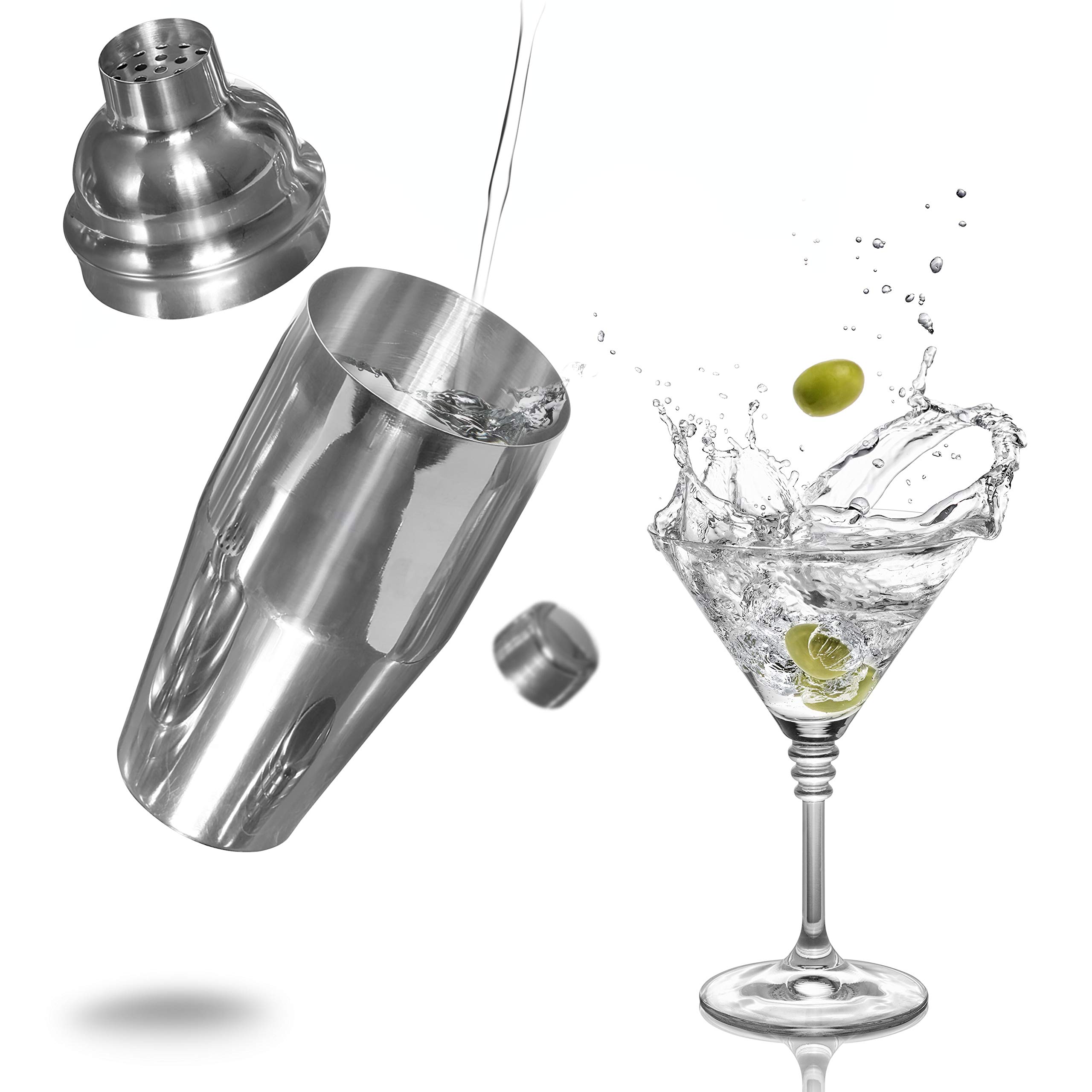 Stainless Steel Shakers 23.3 oz. Set of 6, Bulk Pack - Bartender Kit, Perfect for Martini, Cocktails, Other Beverages - Stainless Steel