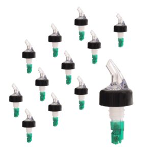 measured alcohol bottle pourer 3/4 oz green, black collar, barware (12 pc)