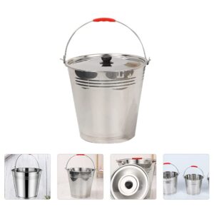 Zerodeko Stainless Steel Pail Milk Bucket with Lid Wine Pail Bucket Water Jug Liquid Storage Pail Champagne Beer Ice Bucket Metal Beverage Tub for Home Pet Party Sliver 22CM