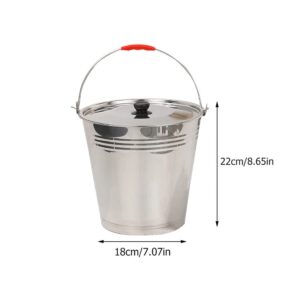 Zerodeko Stainless Steel Pail Milk Bucket with Lid Wine Pail Bucket Water Jug Liquid Storage Pail Champagne Beer Ice Bucket Metal Beverage Tub for Home Pet Party Sliver 22CM