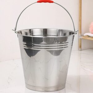 Zerodeko Stainless Steel Pail Milk Bucket with Lid Wine Pail Bucket Water Jug Liquid Storage Pail Champagne Beer Ice Bucket Metal Beverage Tub for Home Pet Party Sliver 22CM