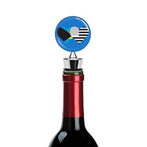 Bahamas Flag and Black American Flag Wine Bottle Stoppers Reusable Plug Wine Saver Corks for Beverage Holiday Party Kitchen Decorative