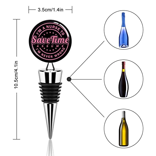 Nurse Save Time Assume Never Wrong Wine Bottle Stoppers Reusable Plug Wine Saver Corks for Beverage Holiday Party Kitchen Decorative