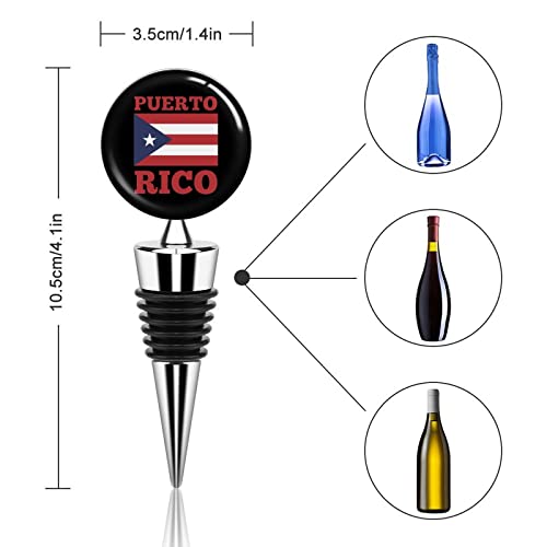 Puerto Rico Country Flag Wine Bottle Stoppers Reusable Plug Wine Saver Corks for Beverage Holiday Party Kitchen Decorative