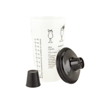 Collins Black Cocktail Recipe Shaker with Cap and Built In Strainer, 30 oz