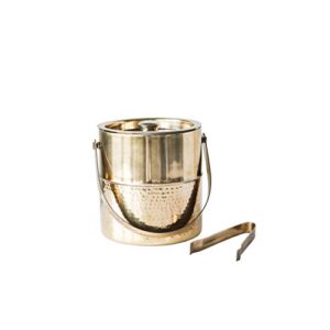 Bloomingville Stainless Steel Ice Bucket with Tongs, Metallic