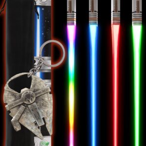 Lightsaber Chopsticks Light Up Star Wars LED Reusable 9 Colors 2 PAIRS FREE Millennium Falcon Keychain Bottle Opener