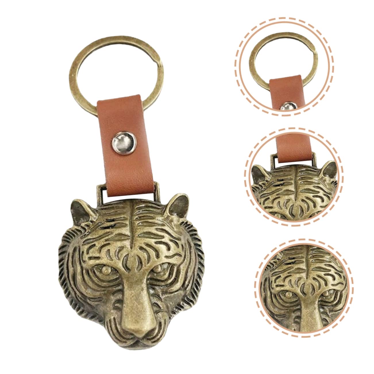 RORPOIR Keychain Tiger Head Corkscrew Zinc Alloy Man Pendant Flat Gifts