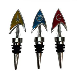 factory entertainment star trek - the original series delta bottle stopper set of 3, red, yellow, blue