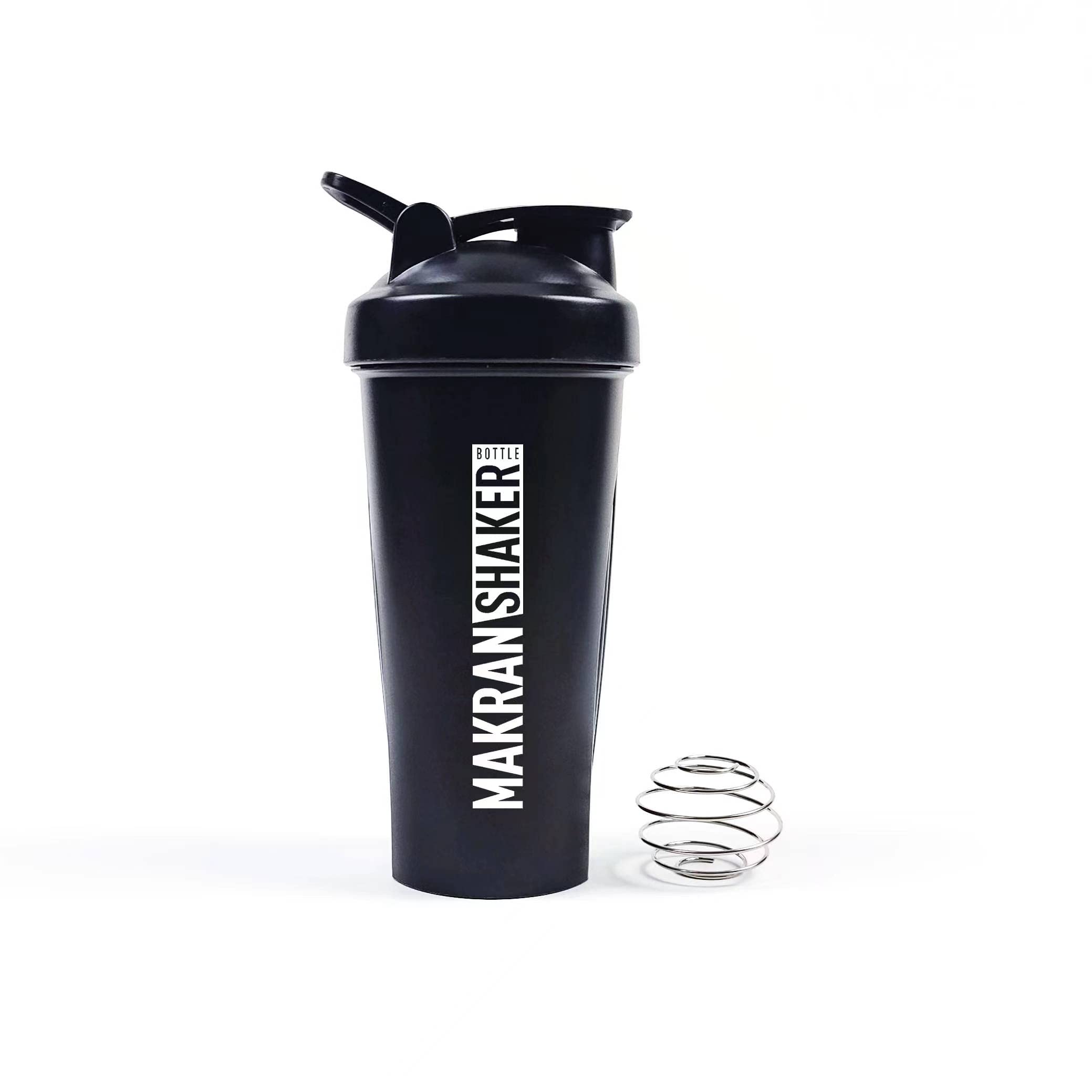 Makran Shaker Bottle (2 Packs) 20 oz - Shaker Bottle for Pre & Post Workout Drinks - Protein Mixer Shaker Bottel with Metal Ball for Gym - Black & Clear White - BPA Free Gym Shaker Bottles