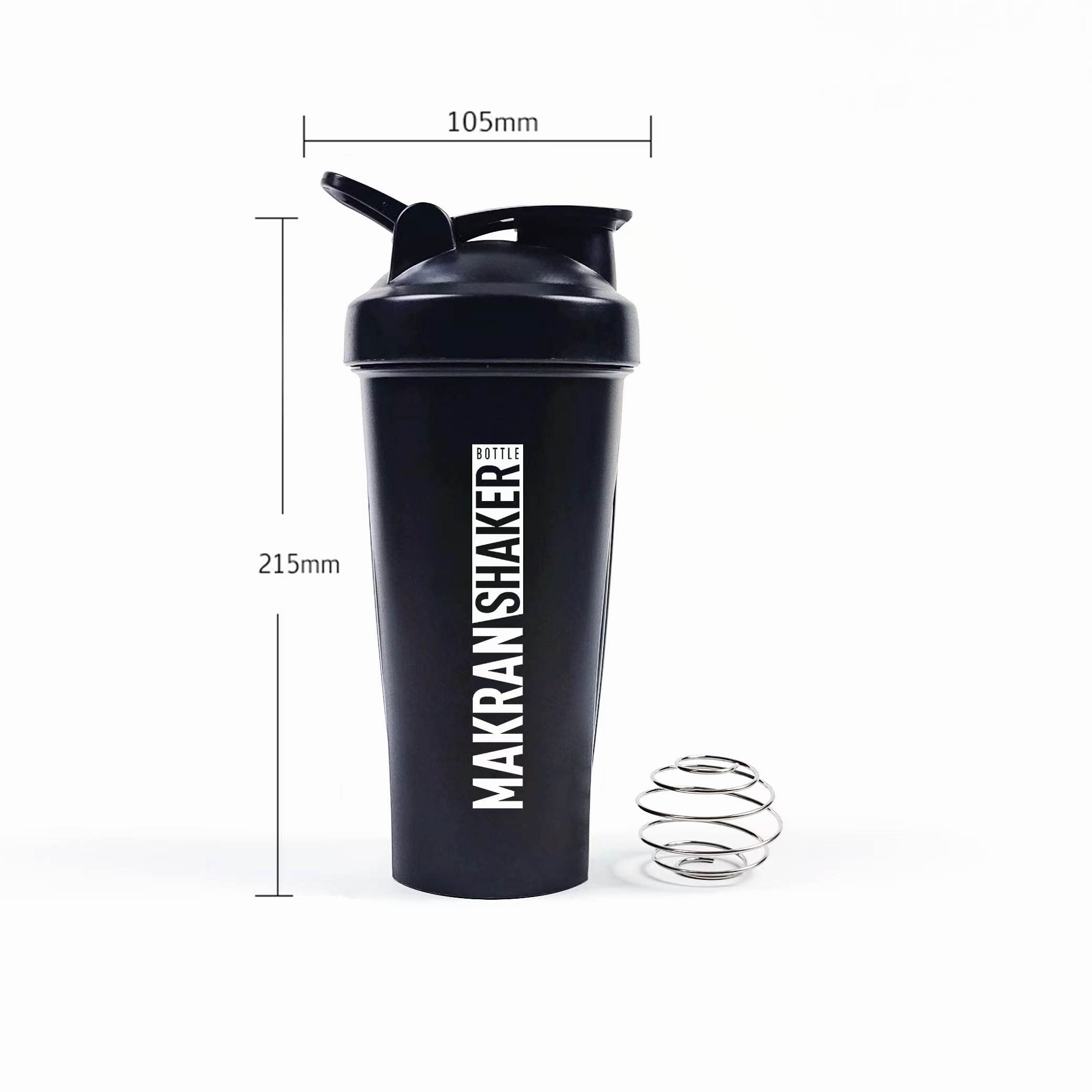 Makran Shaker Bottle (2 Packs) 20 oz - Shaker Bottle for Pre & Post Workout Drinks - Protein Mixer Shaker Bottel with Metal Ball for Gym - Black & Clear White - BPA Free Gym Shaker Bottles