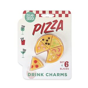 TrueZoo Pizza Drink Silicone Wine Charms, Yellow