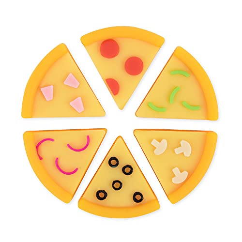 TrueZoo Pizza Drink Silicone Wine Charms, Yellow