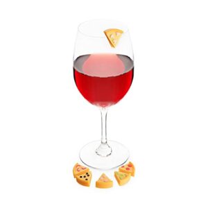 TrueZoo Pizza Drink Silicone Wine Charms, Yellow