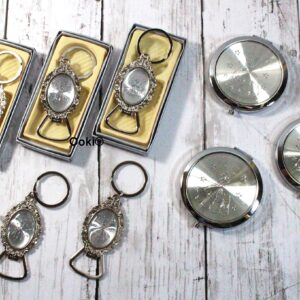 24 Elegant Princess Silver Cinderella Recuerdos para Quinceanera Sweet 15 16 Party Favors Compact Mirror Bottle Opener Keychain Baptism