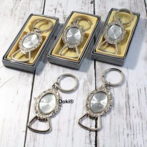 24 Elegant Princess Silver Cinderella Recuerdos para Quinceanera Sweet 15 16 Party Favors Compact Mirror Bottle Opener Keychain Baptism