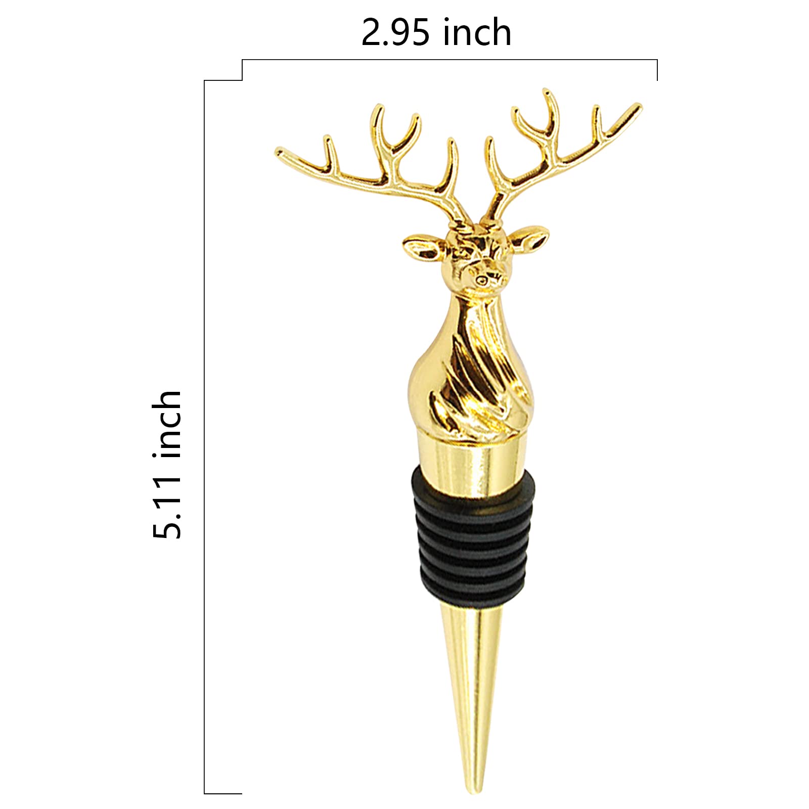 2 Packs Deer Wine Stoppers，Reusable Alloy Wine Bottle Accessories Stoppers for Home Bar or Party (Sliver+gold)