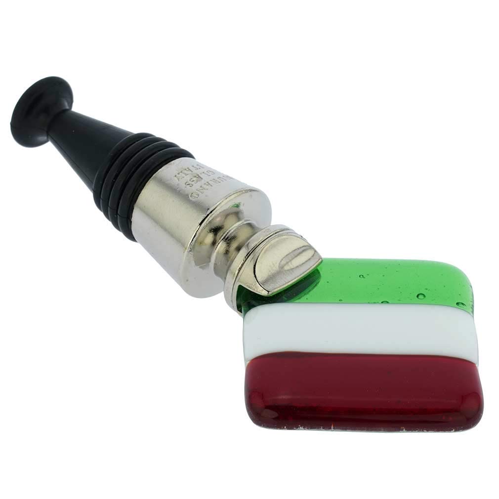 GlassOfVenice Murano Glass Bottle Stopper - Italian Flag