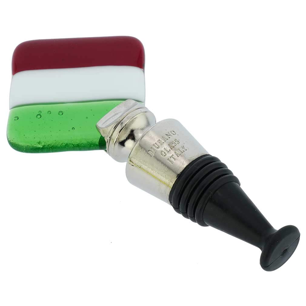 GlassOfVenice Murano Glass Bottle Stopper - Italian Flag