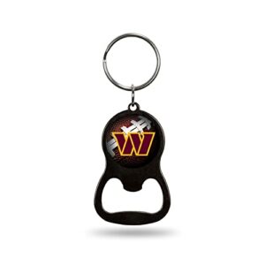 rico industries nfl football washington commanders black metal keychain - beverage bottle opener with key ring - pocket size, 1.25" x 3.75", team color