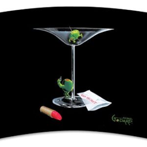 Mugzie "Michael Godard: Mystery Martini" Cocktail Shaker with Insulated Wetsuit Cover, 16 oz, Black