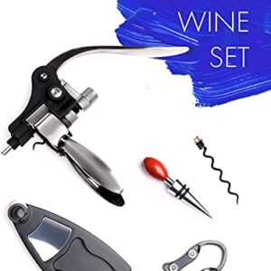 RedNoel Wine Corkscrew Opener Set Legend Bottle Opener Wine Opener Wine Accessories Opener Wine Corkscrew Opener Lever Cork Wine Kit: With Foil Cutter,Wine Stopper And Extra Spiral (Silver Old)