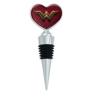 justice league movie wonder woman logo heart love wine bottle stopper