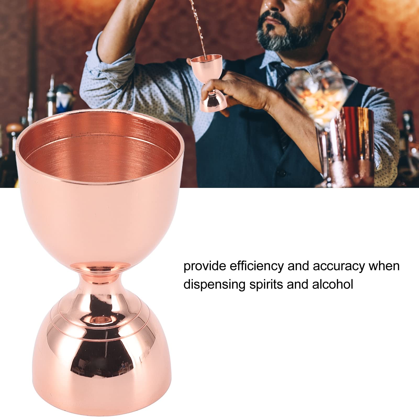 Copper Bell Jigger Premium Cocktail Jigger 30/60ml Stainless jigger for bartending Steel Durable High Accuracy Wide Opening Shot Measure Jigger for Cocktail Liquor cocktail jigger(30/60ml Rose Gold)