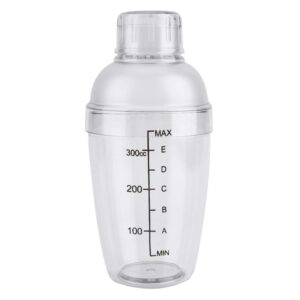 plastic cocktail shaker, martini shaker, drink mixer hand shaker cup with scales, anti-leaka transparent pc resin milk tea cocktail drink shaker bar tool (300ml)