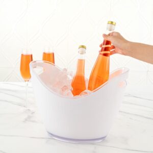 Restaurantware Bar Lux 13.8 x 9.8 x 10.4 Inch Champagne Bucket, 1 Oval Wine Bucket - with Handles, Durable, Frosted Plastic Wine Chiller Bucket, for Bottles & Soft Drinks