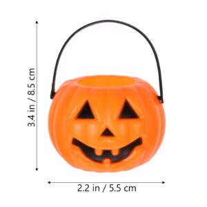 NUOBESTY Halloween Candy Bucket, 8pcs Small Halloween Pumpkin Bucket Trick or Treat Bucket Pail Water Bucket Party Candle Holder |3.35 x 2.17 x 1.77 inches