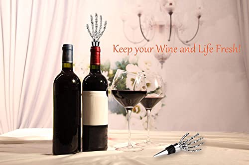 Wine Stopper Pack of 2, Ghost Hand Wine Stopper, Wine Stopper with Silicone Ring in the Middle Section, Strong Sealing, Widely Used. Keep the Wine Fresh and Reusable