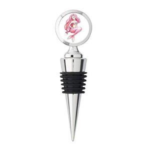 pretty sexy pen art watercolor mermaid cartoon - pink steel bottle stopper winestopper