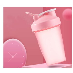 protein shaker bottle blender for shake and pre work out, best cup w.classic loop top & whisk ball, kitchen water bottle, juice mixer, supplement mixed bottle-16oz-400ml pink top/pink body