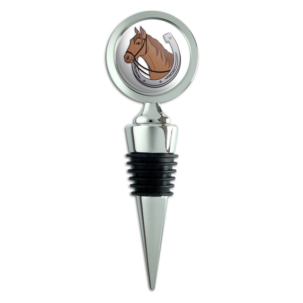 Brown Horse in Horseshoe Wine Bottle Stopper