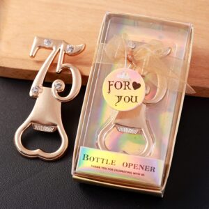 Yuokwer 12 PCS Bottle Openers Gold Birthday Party Favors 75 Anniversary Favors for Guests,Number 75th Birthday Party Decorations Beer Bottle Openers for Party Gift Souvenir Supplies (gold 75th, 12)