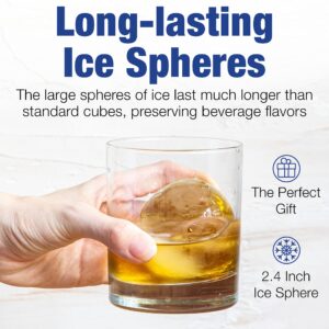 Eparé Clear Ice Cube Maker & Lewis Bag & Ice Mallet - Premium Silicone Ice Ball Maker & Manual Ice Crusher Wooden Hammer - Craft Whiskey Ice Ball Press & Canvas Crushing Bag